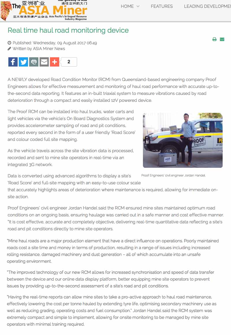 Real Time Haul Road Monitoring Device - Blog - PROOF Engineers